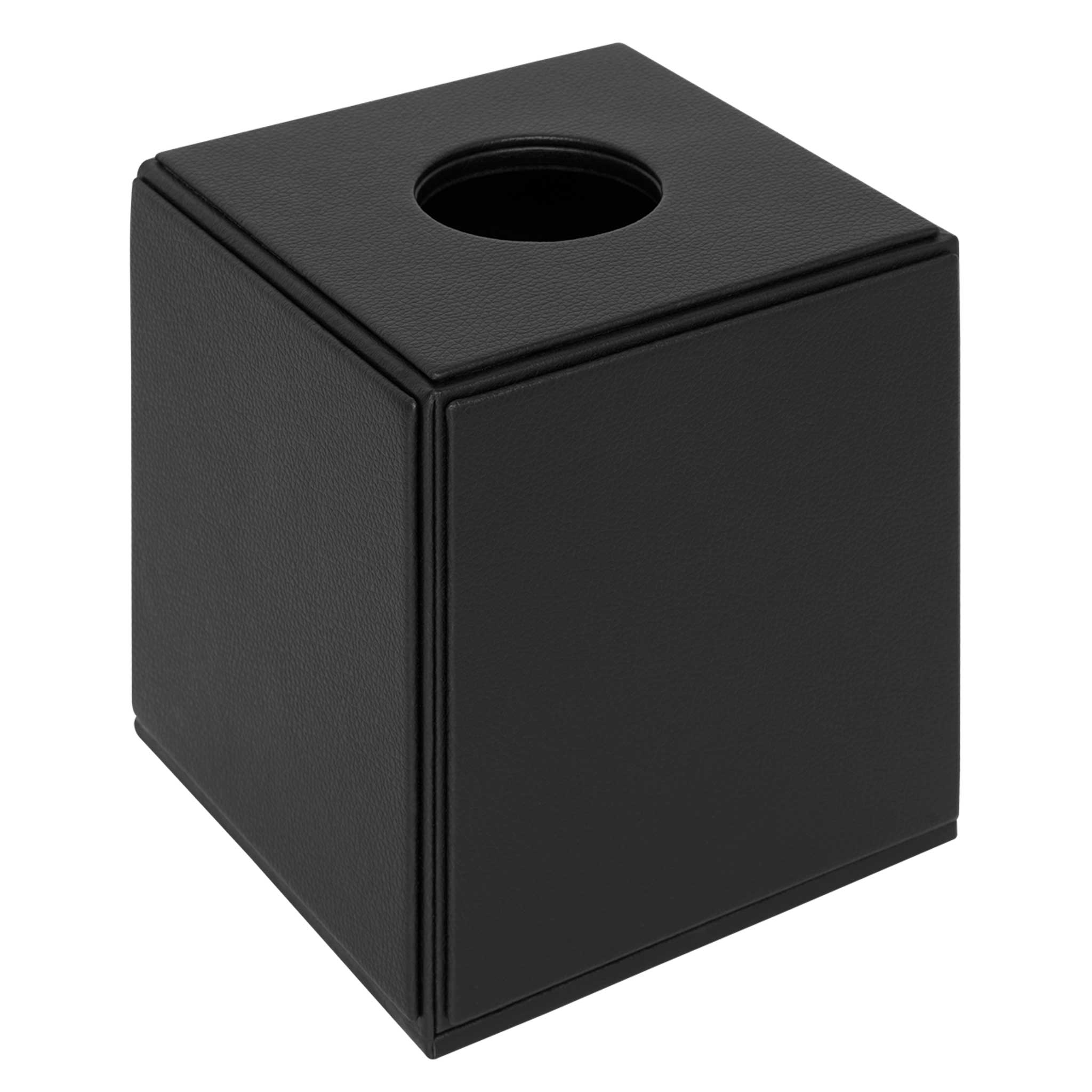 Corby Highland Leatherette Cube Tissue Box Cover, Black