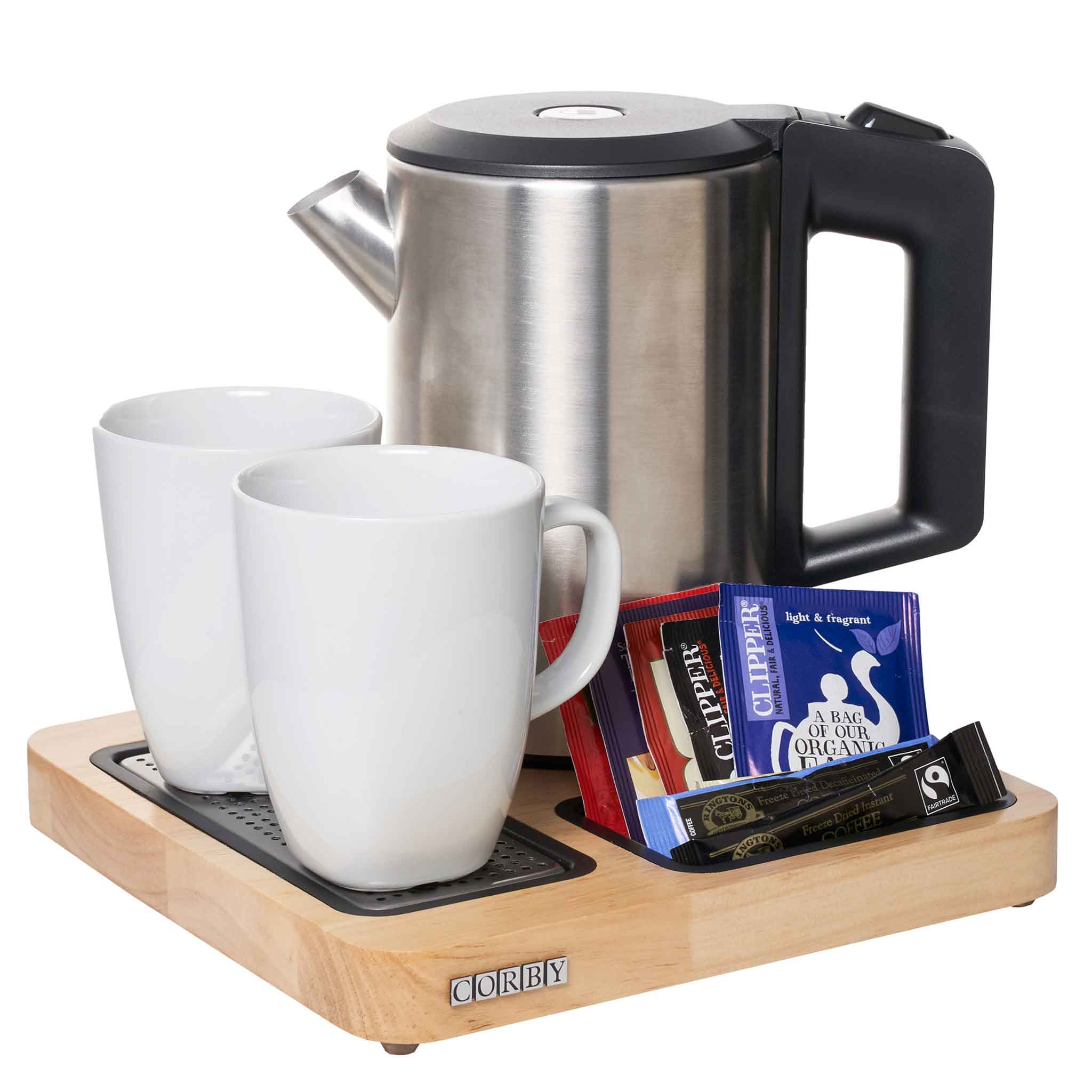 Corby Canterbury Compact Welcome Tray with Kettle Light Wood