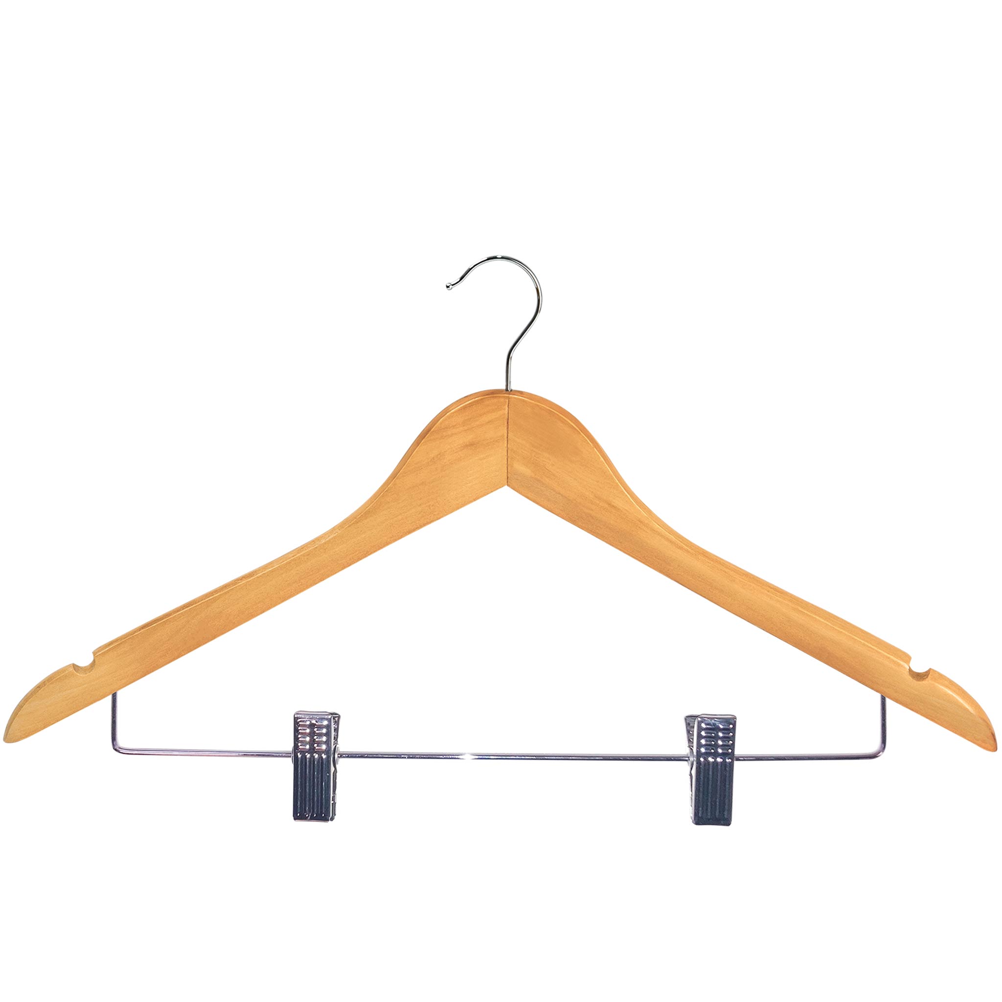 Corby Burlington Guest Hangers with Clips - Light Wood (Case of 100)